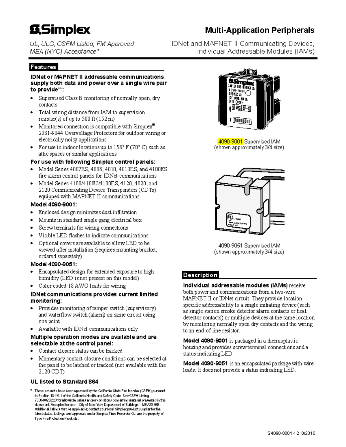 Addressable Monitor Module - Features IDNet or MAPNET II addressable ...