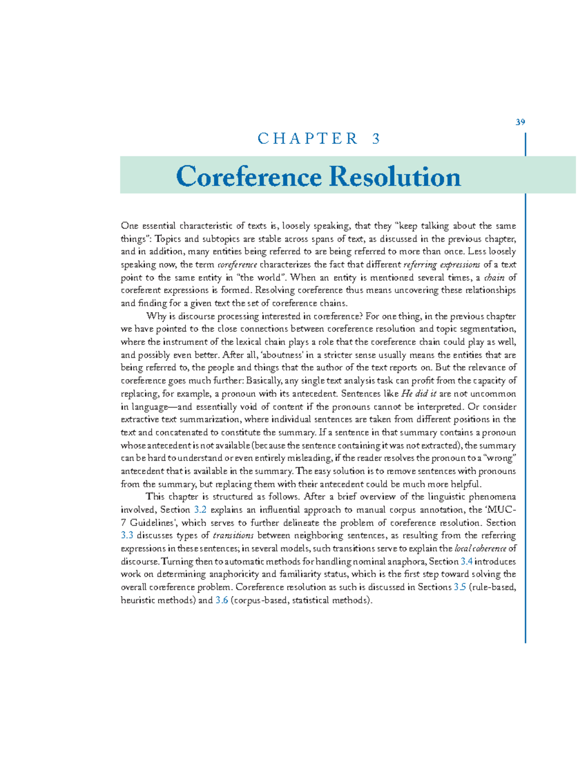 Discourse Processing Coreference Resolution 39 C H A P T E R 3