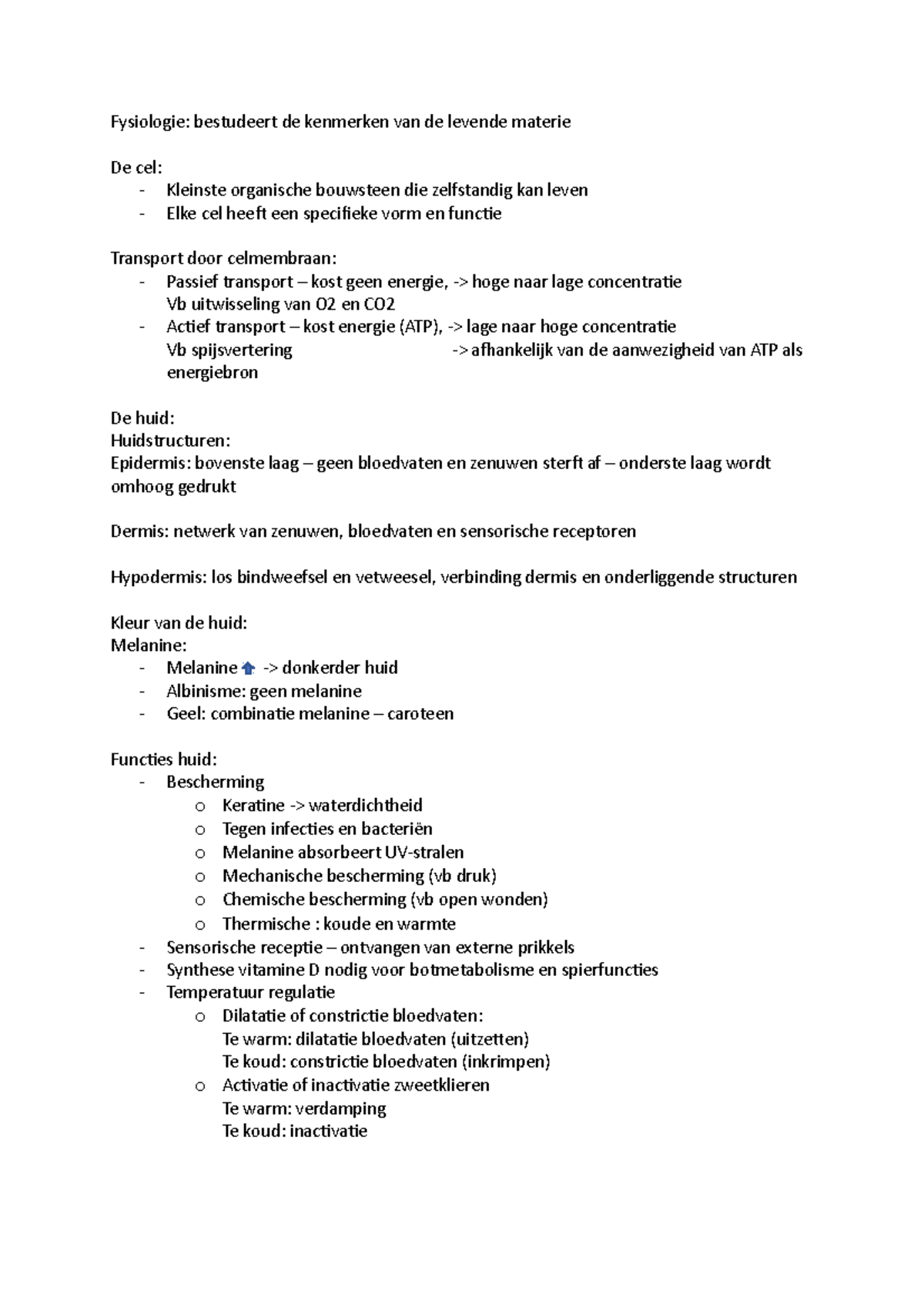 Fysiologie - fysio - Fysiologie: bestudeert de kenmerken van de levende ...