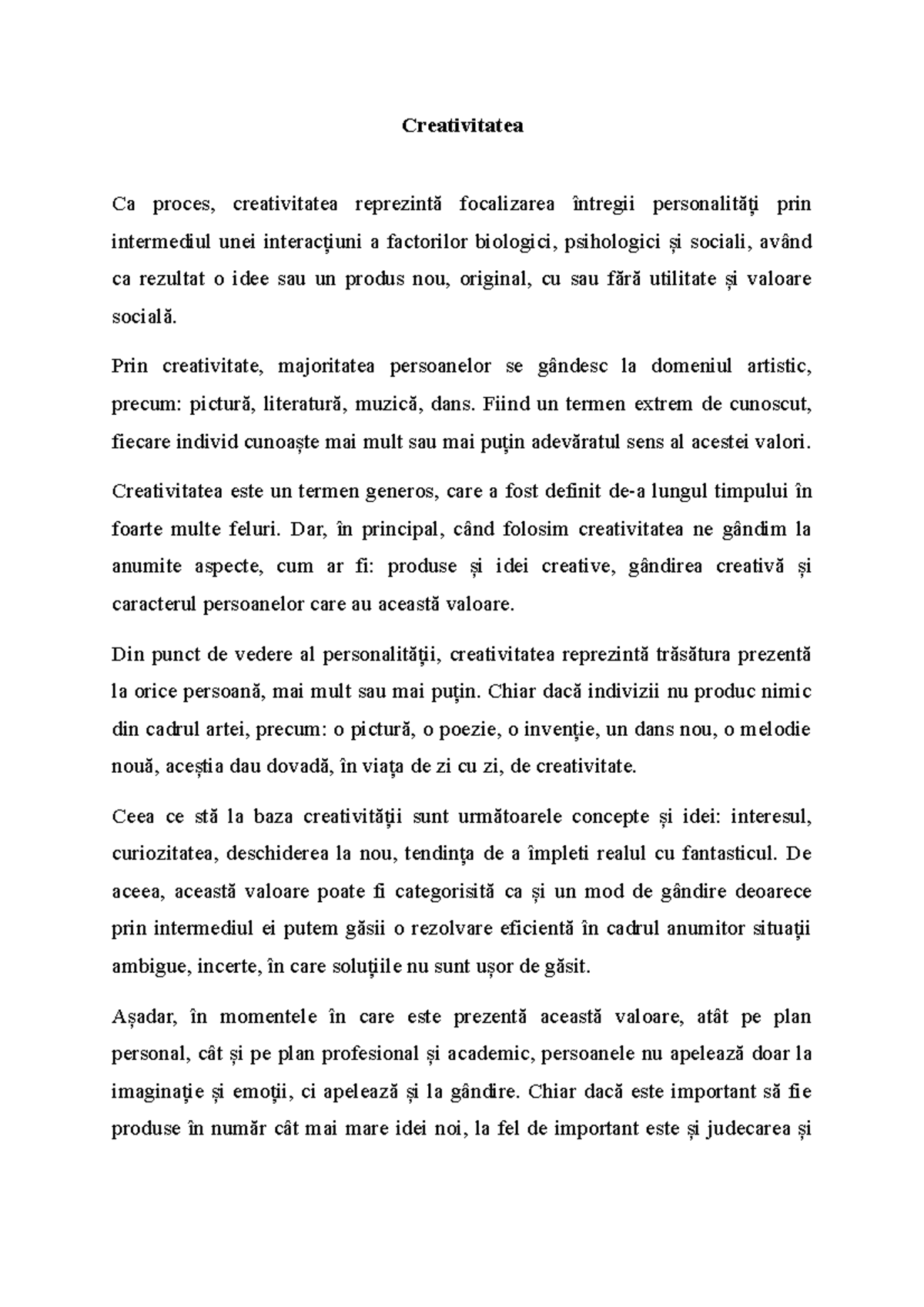 Creativitatea - Prin creativitate, majoritatea persoanelor se gândesc ...