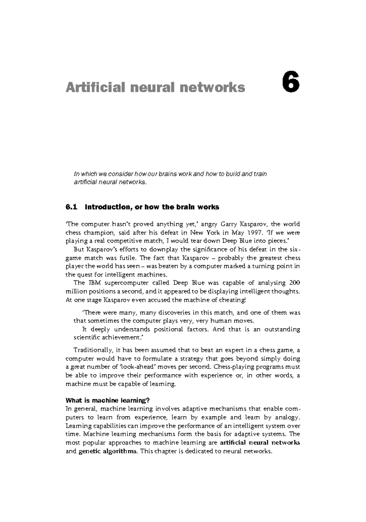 Machine Learning ANN - note lecture for ISP560 - Artificial neural networks 6 In which we ...