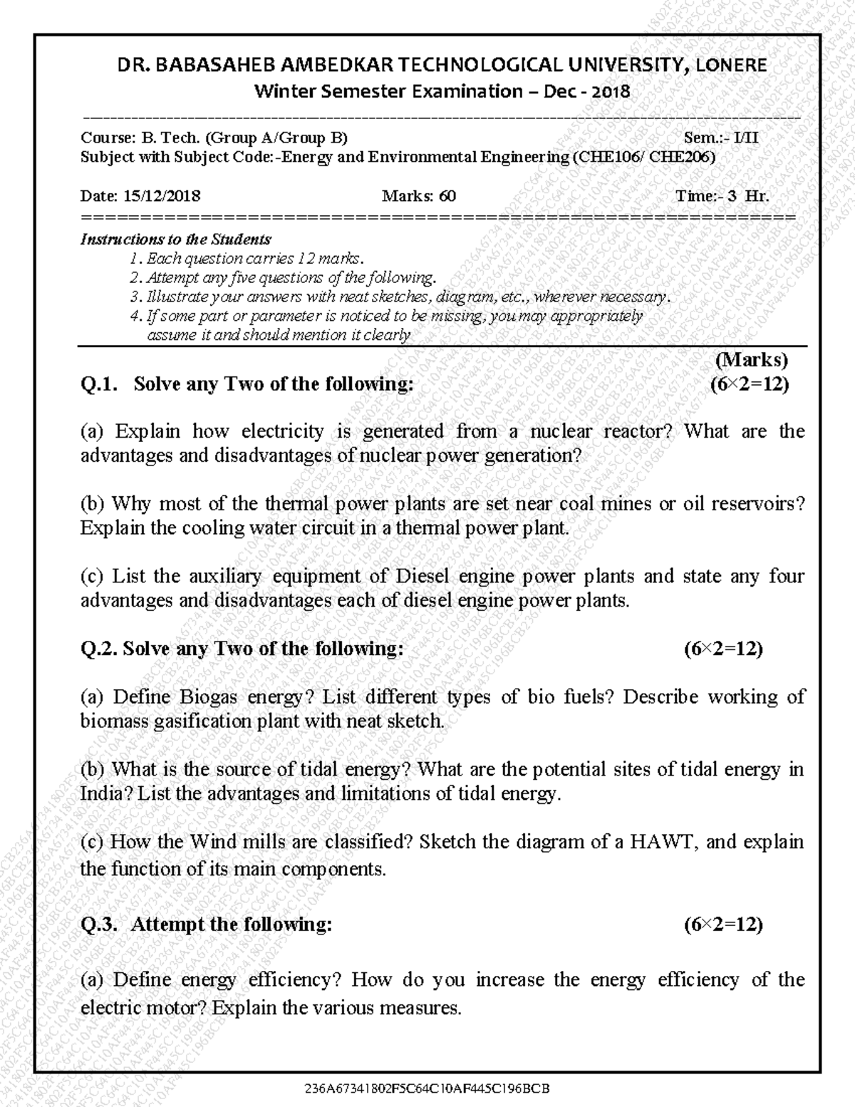 EEE question paper 3 - DR. BABASAHEB AMBEDKAR TECHNOLOGICAL UNIVERSITY ...