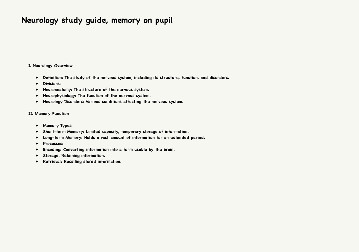 Nursing, neurology study, guide, memory, and pupil - Neurology study ...