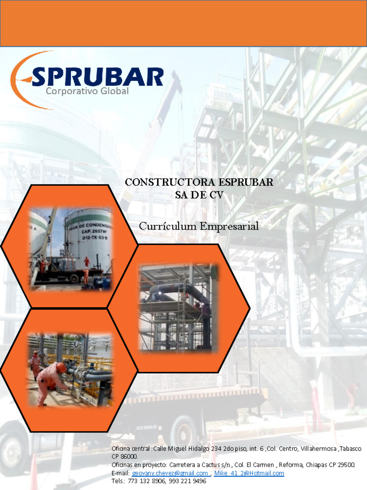 CV OBRA Mecanica Esprubar en Fianzas Corporativa - CONSTRUCTORA ESPRUBAR SADECV Currículum - StuDocu