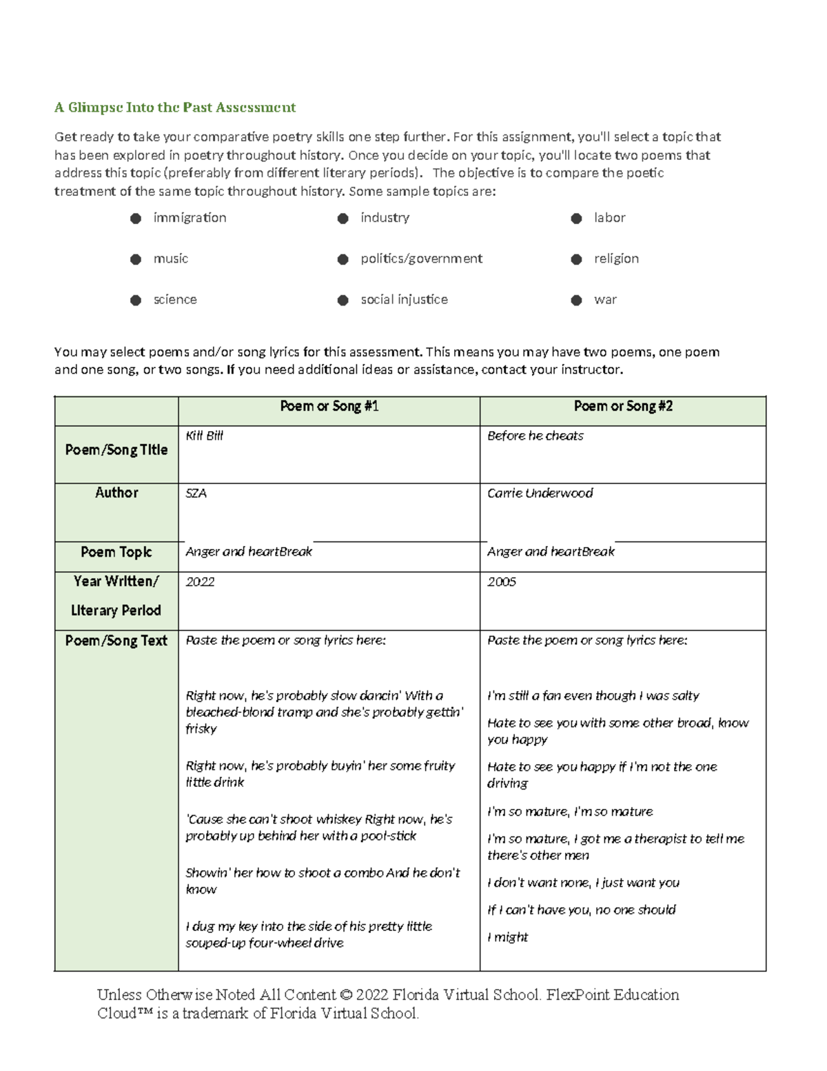 Copy of 5.03 Assessment - A Glimpse Into the Past Assessment Get ready ...