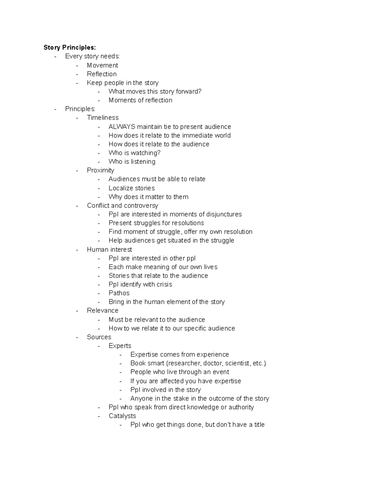 Story Principles - Samira Rajabi - Story Principles: - Every story ...