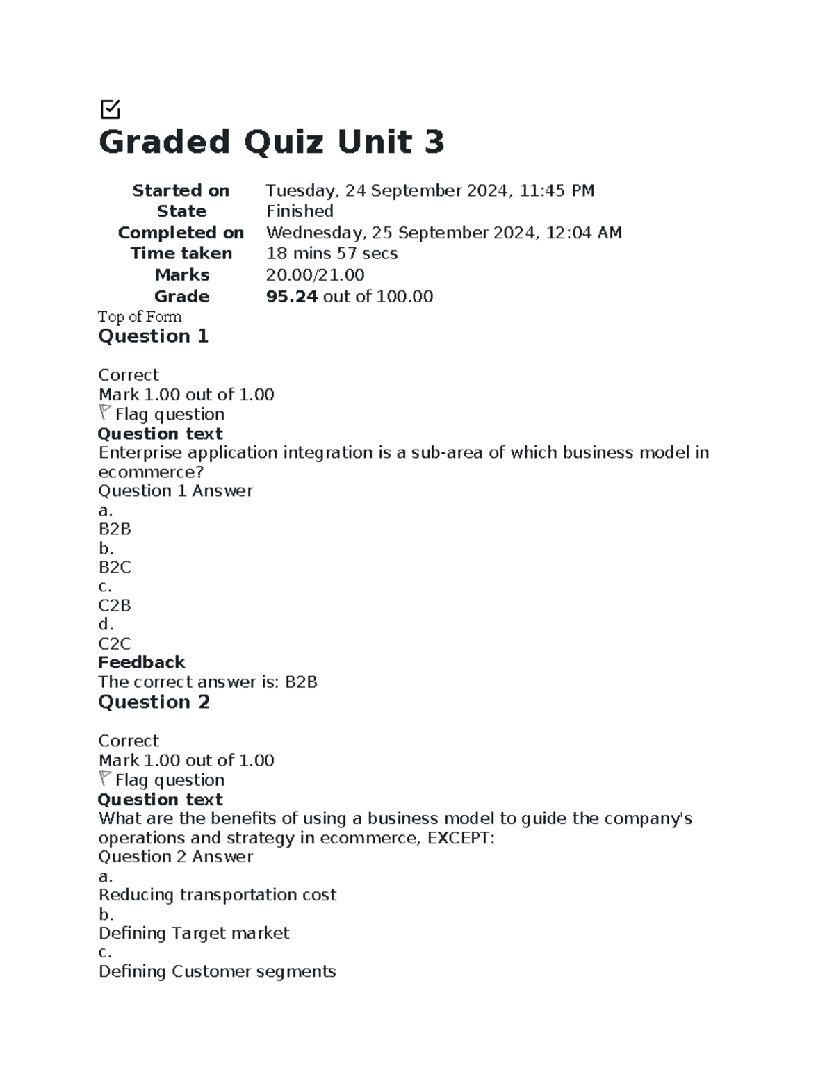 E-Commers-Graded Quiz Unit 3 - Graded Quiz Unit 3 Started on Tuesday, 24 September 2024, 11:45 ...
