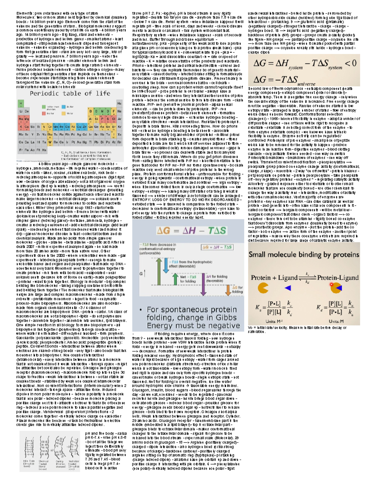 Cheat sheet biosci 106 - Elements: pure substances with only type of ...