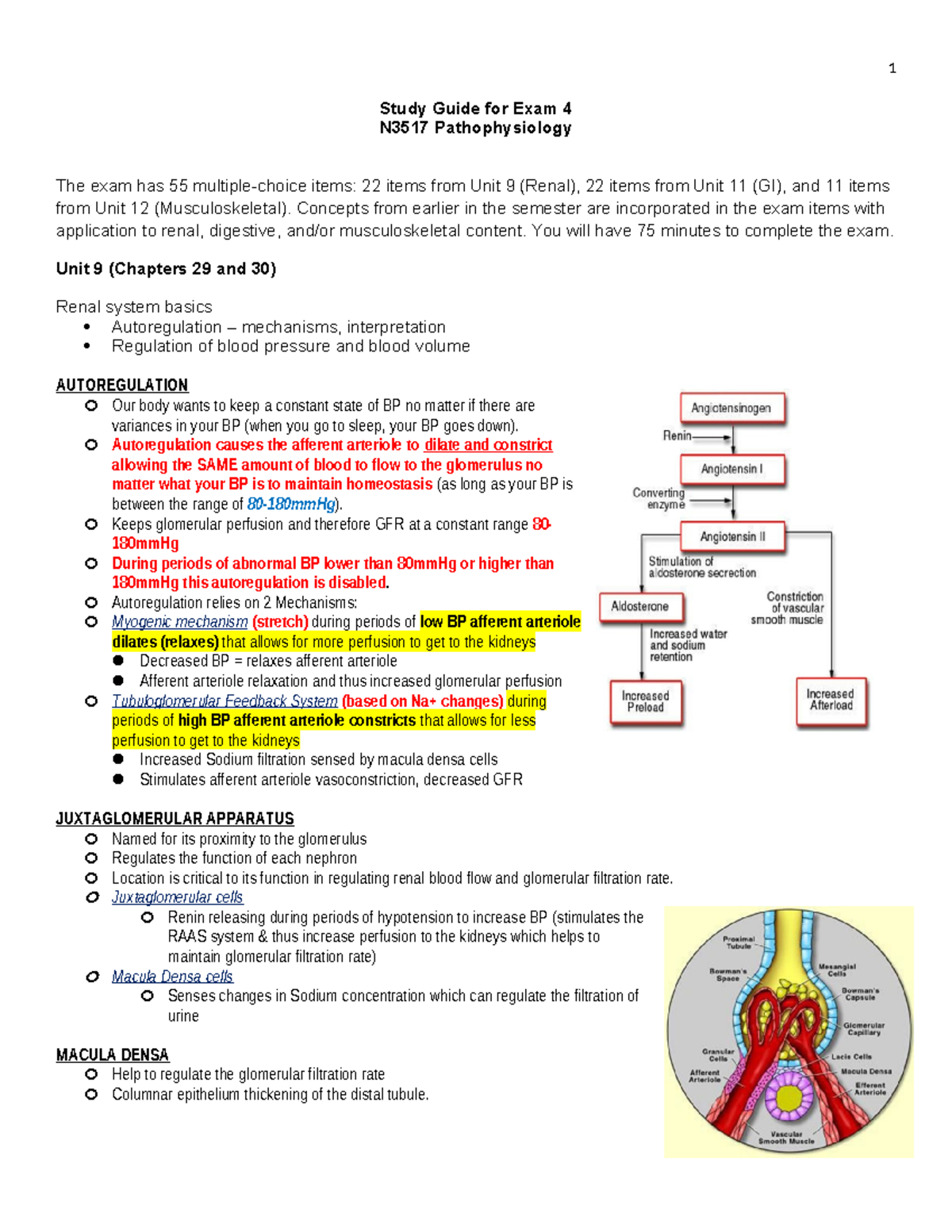 Casey-Patho Exam 4 - Exam 4 - Study Guide for Exam 4 N3517 Pathophysiology The exam has 55 - Studocu