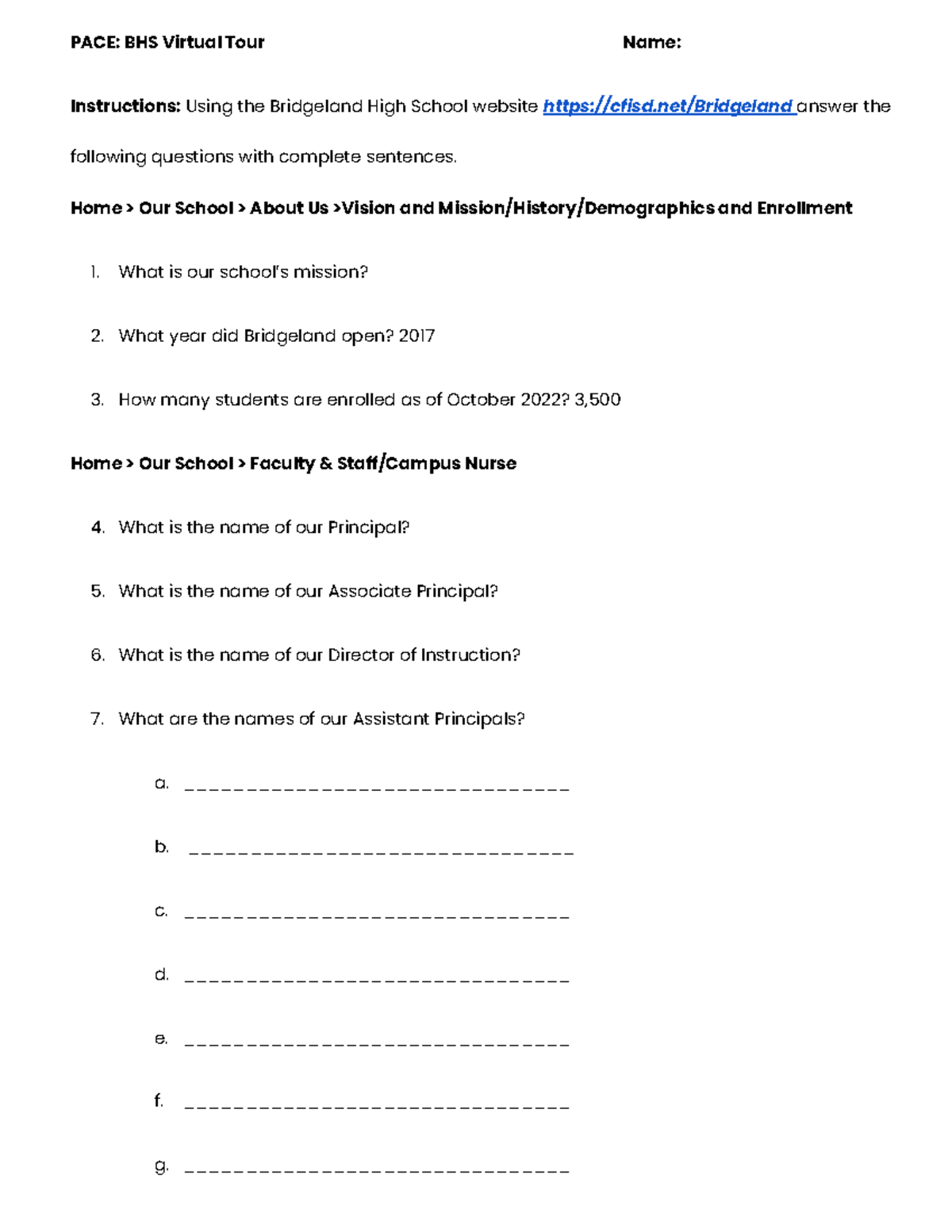 Kamarion Collins BHS Virtual Tour - PACE: BHS Virtual Tour Name ...