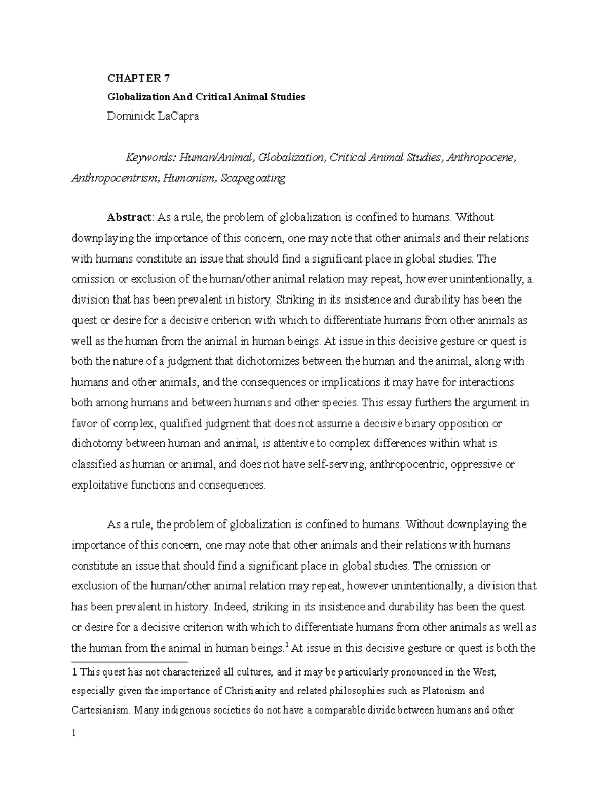 Globalization And Critical Animal Studie - CHAPTER 7 Globalization And ...