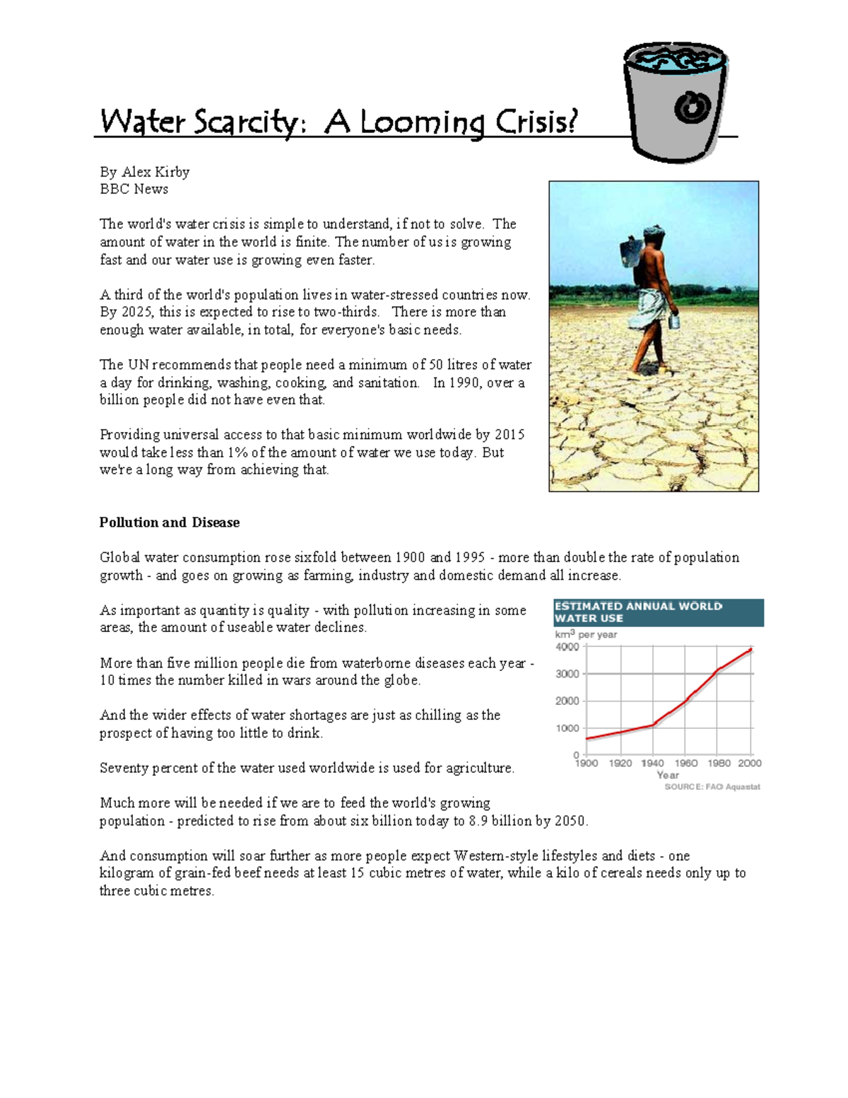 Scarcity of water articles student - Water Scarcity: A Looming Crisis ...