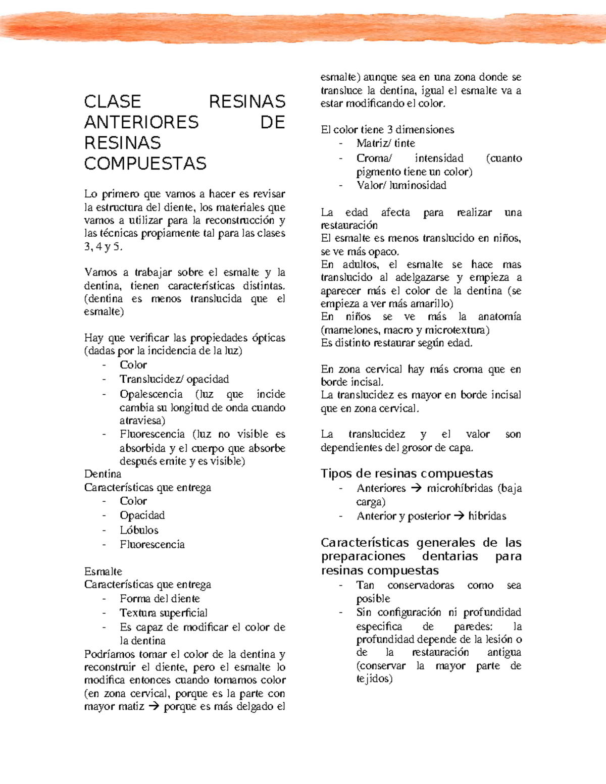 Clase Resinas Anteriores DE Resinas Compuestas - CLASE RESINAS ...