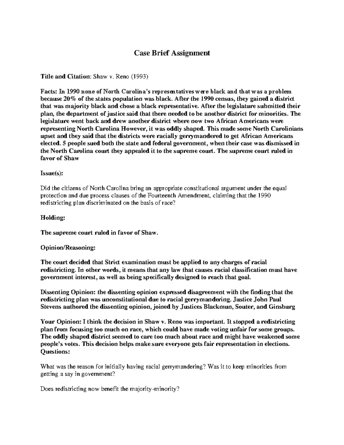 Case Brief Assignment (3) 1 - Case Brief Assignment Title and Citation ...