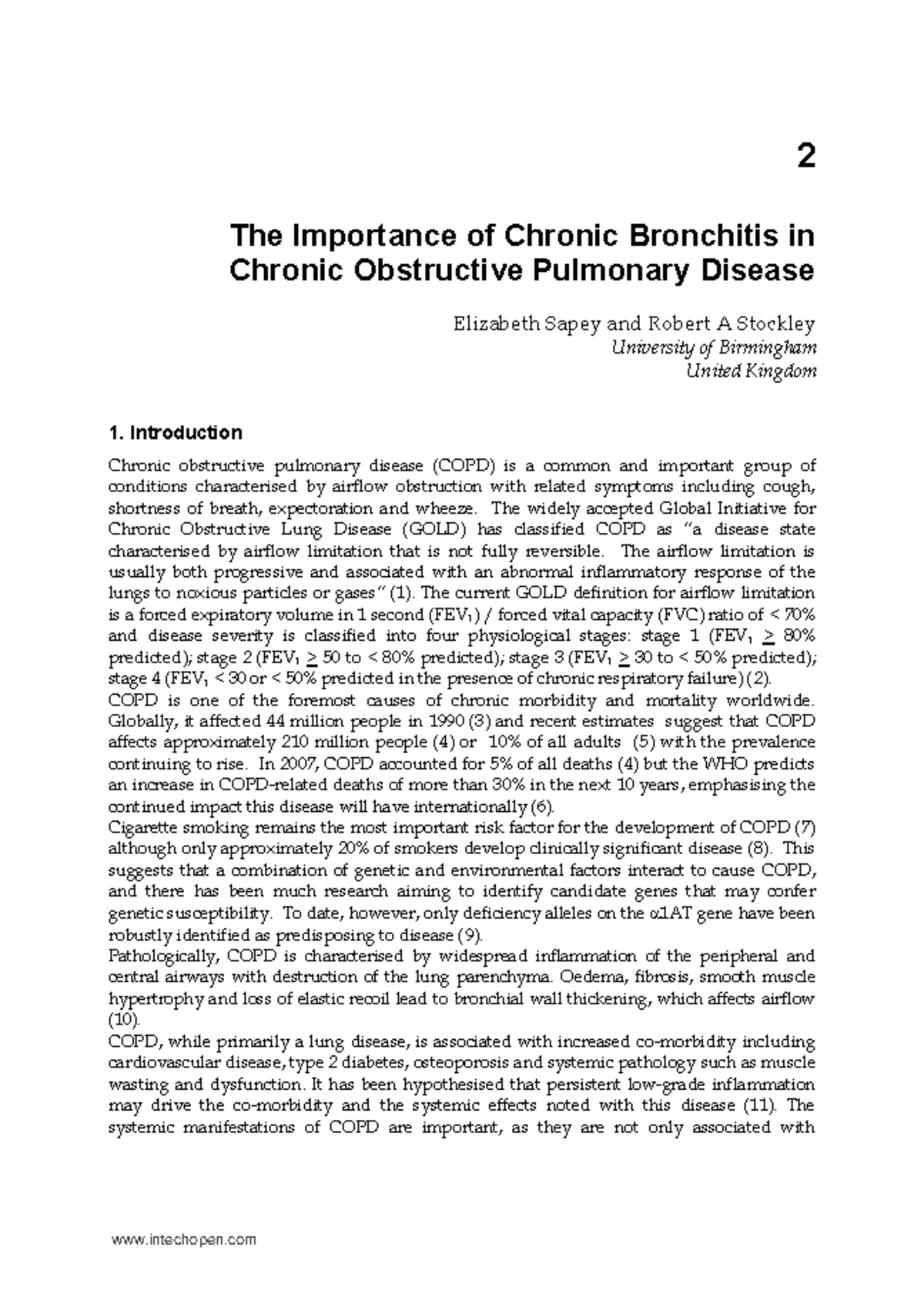 In Tech-The importance of chronic bronchitis in chronic obstructive ...