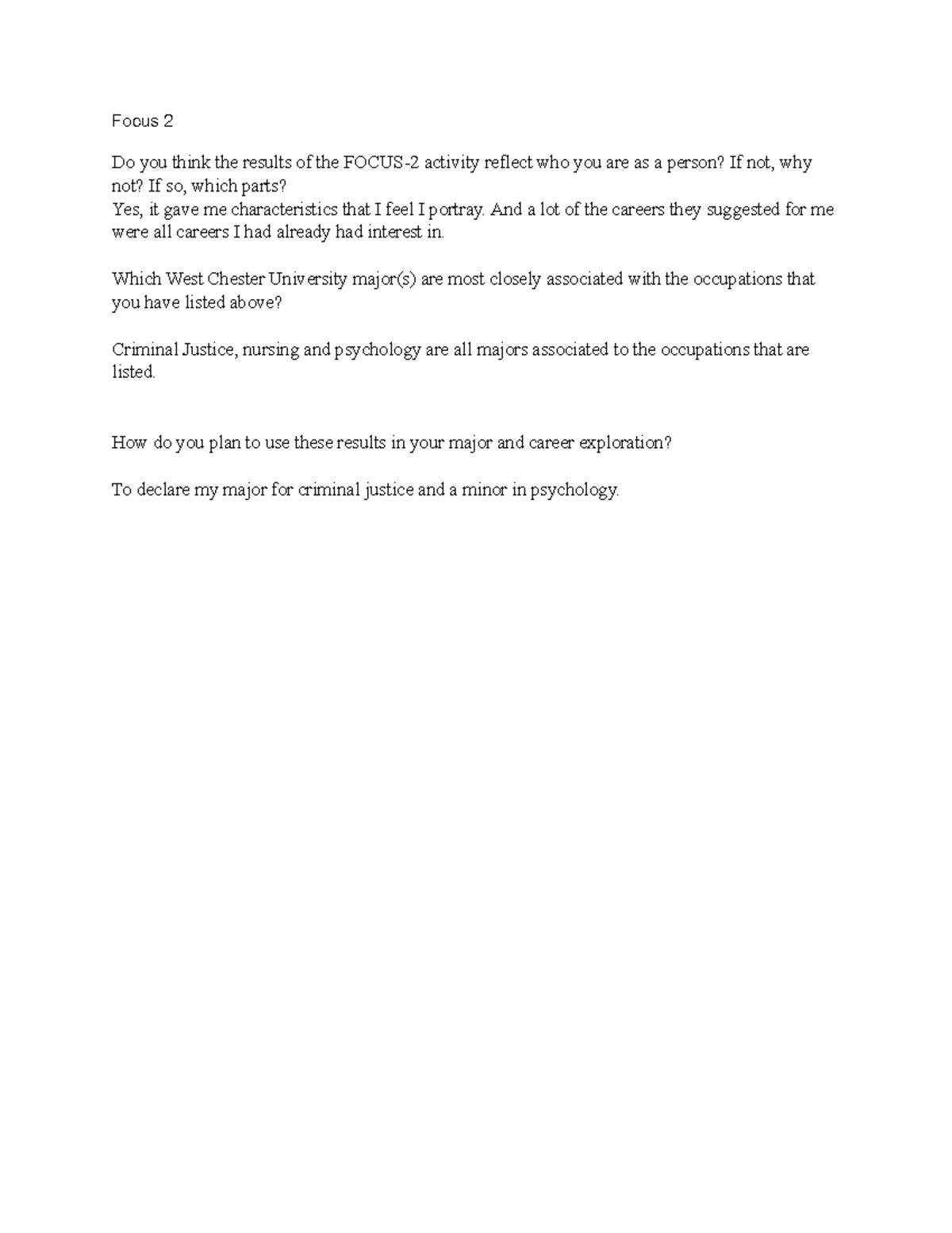 Focus 2 - Personality Test Reflection - Focus 2 Do you think the ...