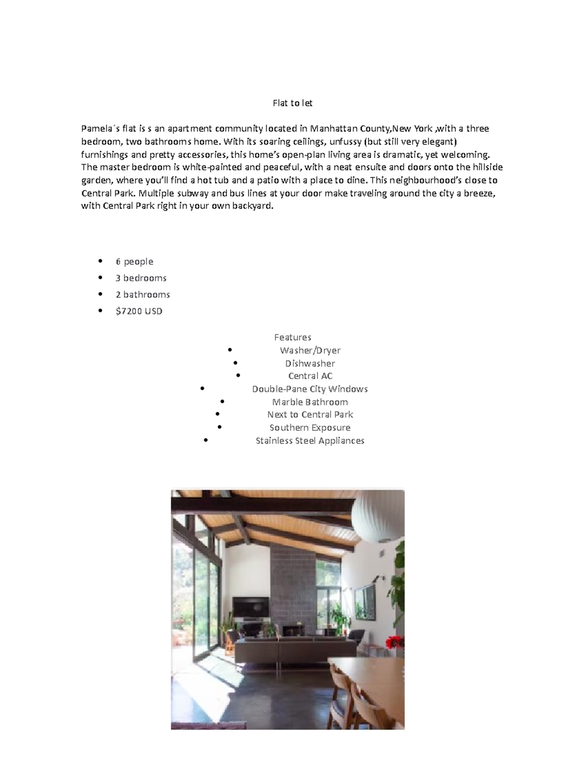 Flat to let - Flat to let - Flat to let Pamela ́s flat is s an ...