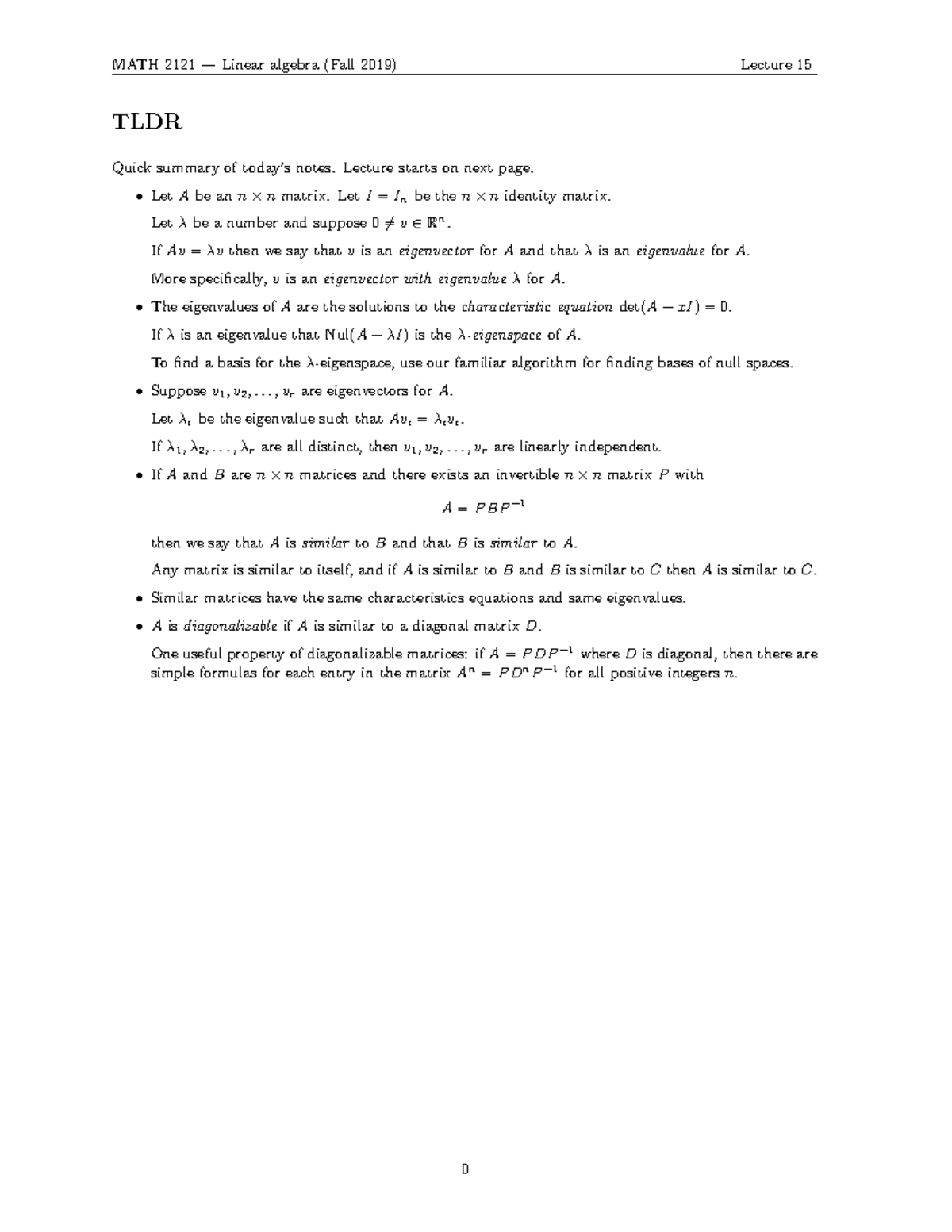 15 Math2121 Fall2019 - Linear algebra - MATH 2121 - HKU - StuDocu