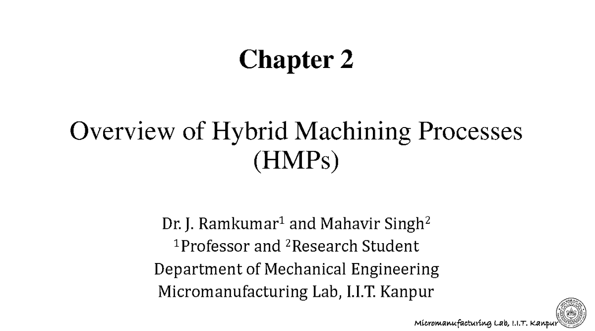Chapter 2 - Overview of Hybrid Machining processes - Chapter 2 Overview ...