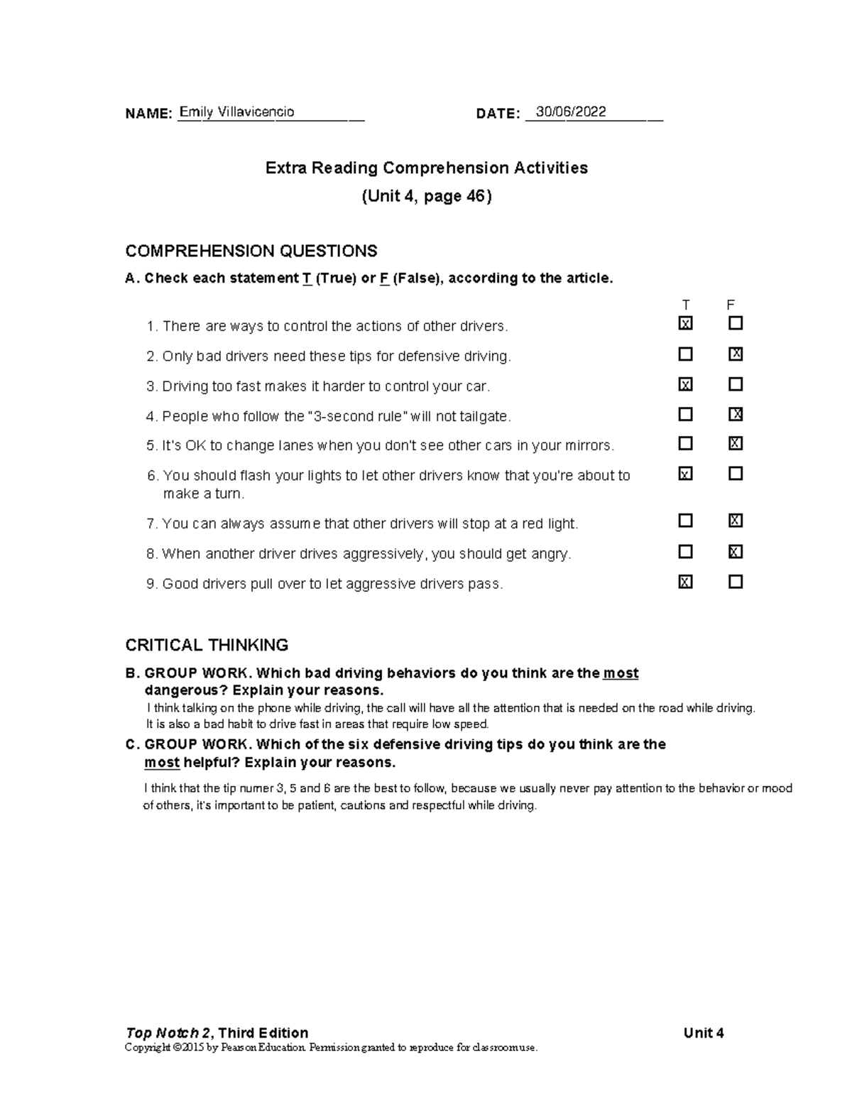 UNIT 04 Defensive driving tips Just for fun - Top Notch 2, Third ...
