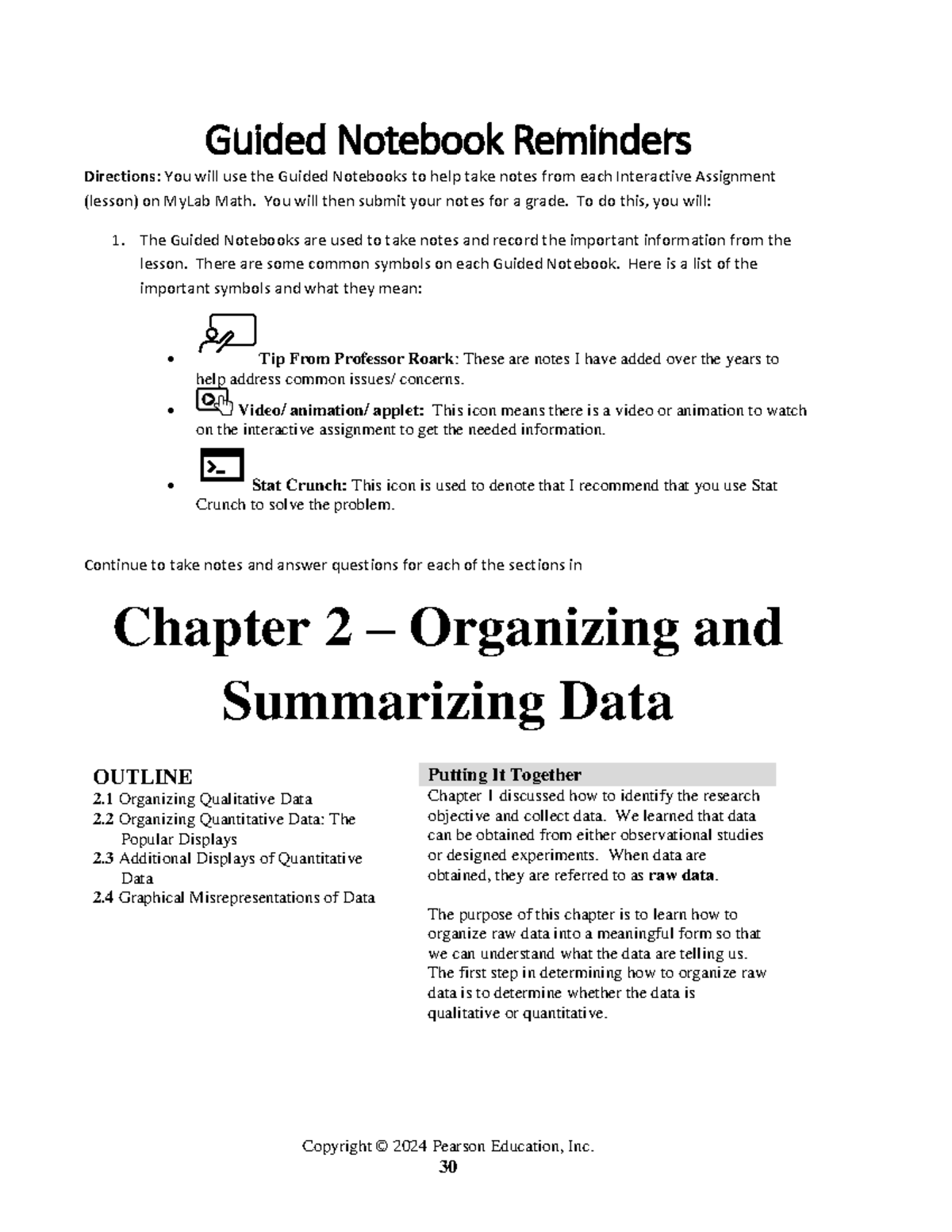 Chapter 2 Guided Notebook 2nd Edition - Copyright © 20 24 Pearson ...