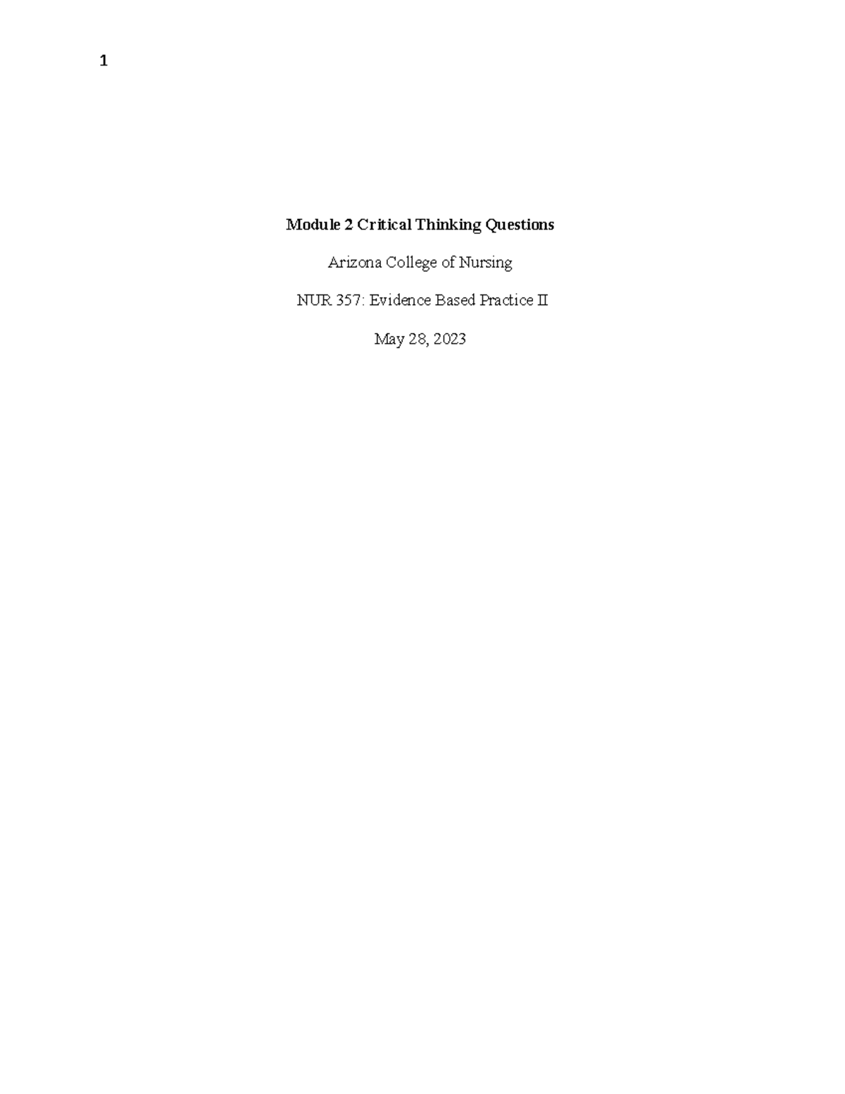 Module 2 Critical Thinking Questions - Module 2 Critical Thinking ...