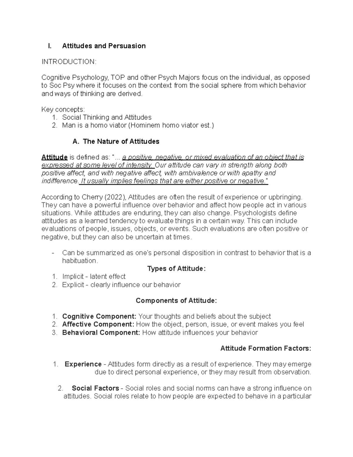 Attitudes and Persuasion Written Report - I. Attitudes and Persuasion ...