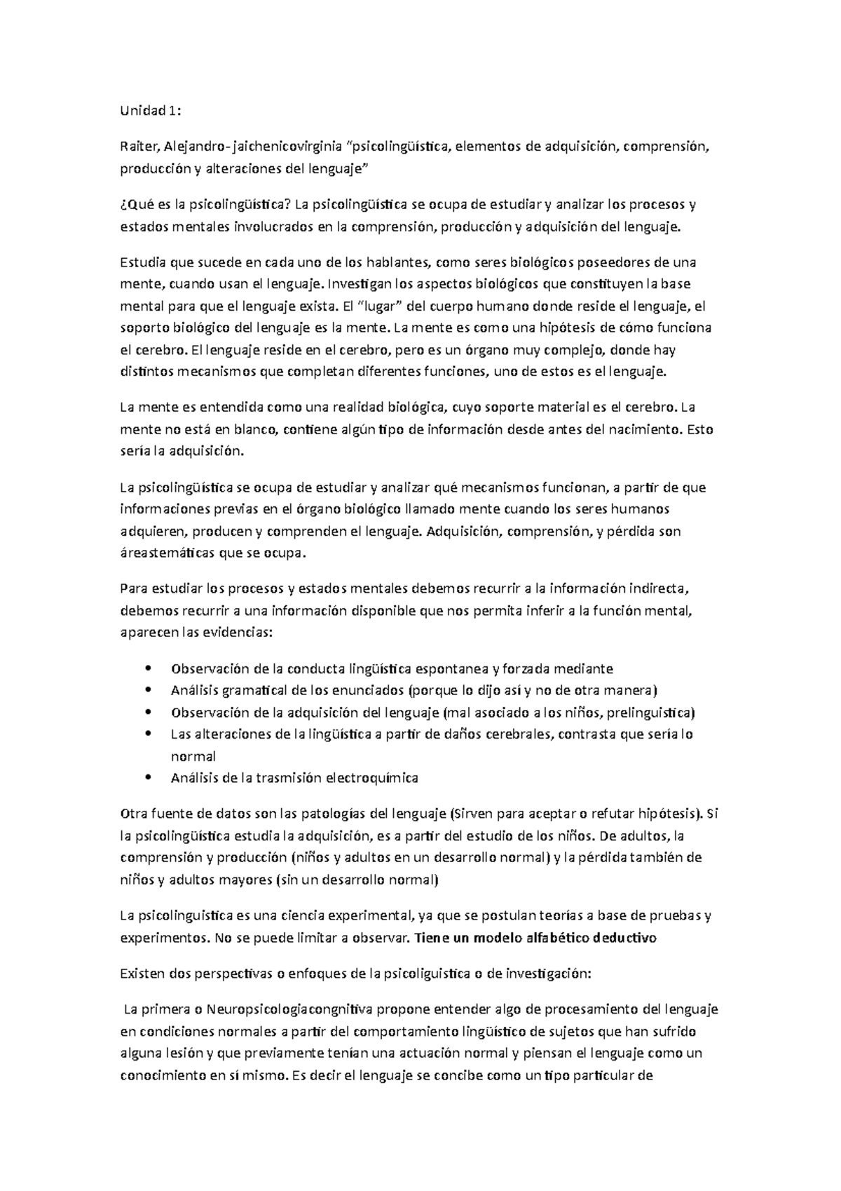 Psicolinguistica - Unidad 1: Raiter, Alejandro- jaichenicovirginia ...