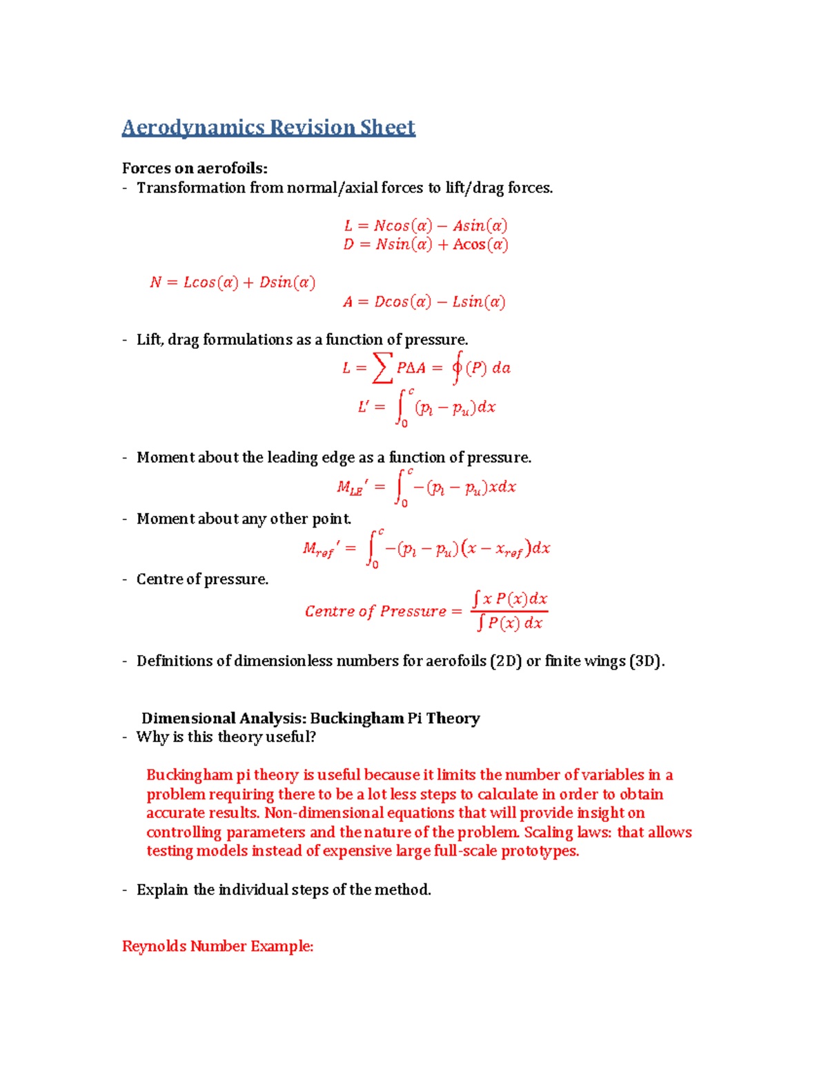 Aerodynamics Revision Sheet - Warning: TT: undefined function: 32 ...