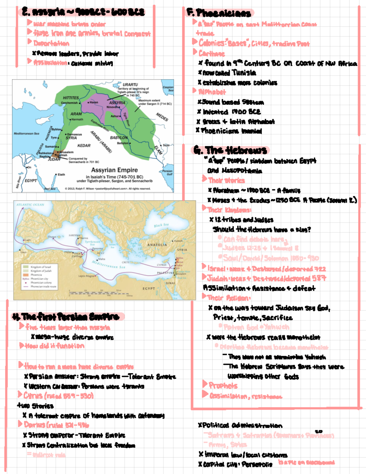 World History up to 1500 lecture notes - E. Assyria ~ 90013C E- 600 BCE ...