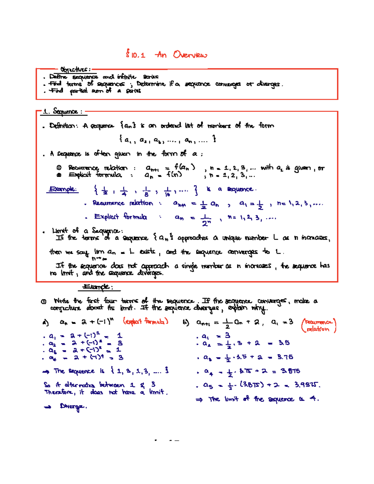 10 - study - 10 An Overview Objectives Define sequence and infinite ...