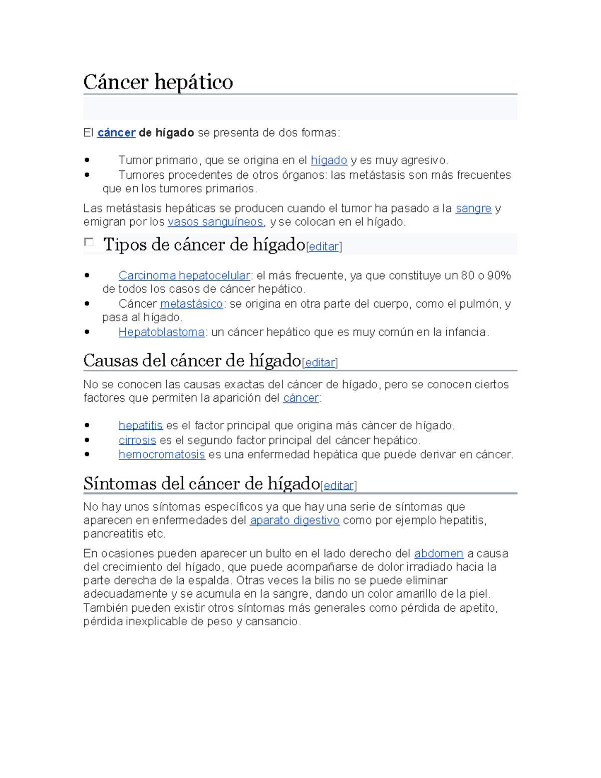 Cáncer hepático - MEDICINA - Cáncer hepático El cáncer de hígado se ...