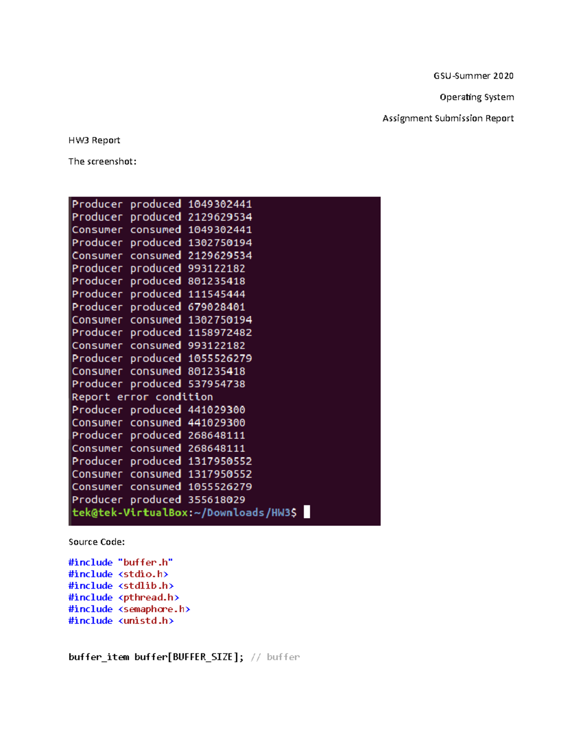 Hw3 - HW help - GSU-Summer 2020 Operating System Assignment Submission ...