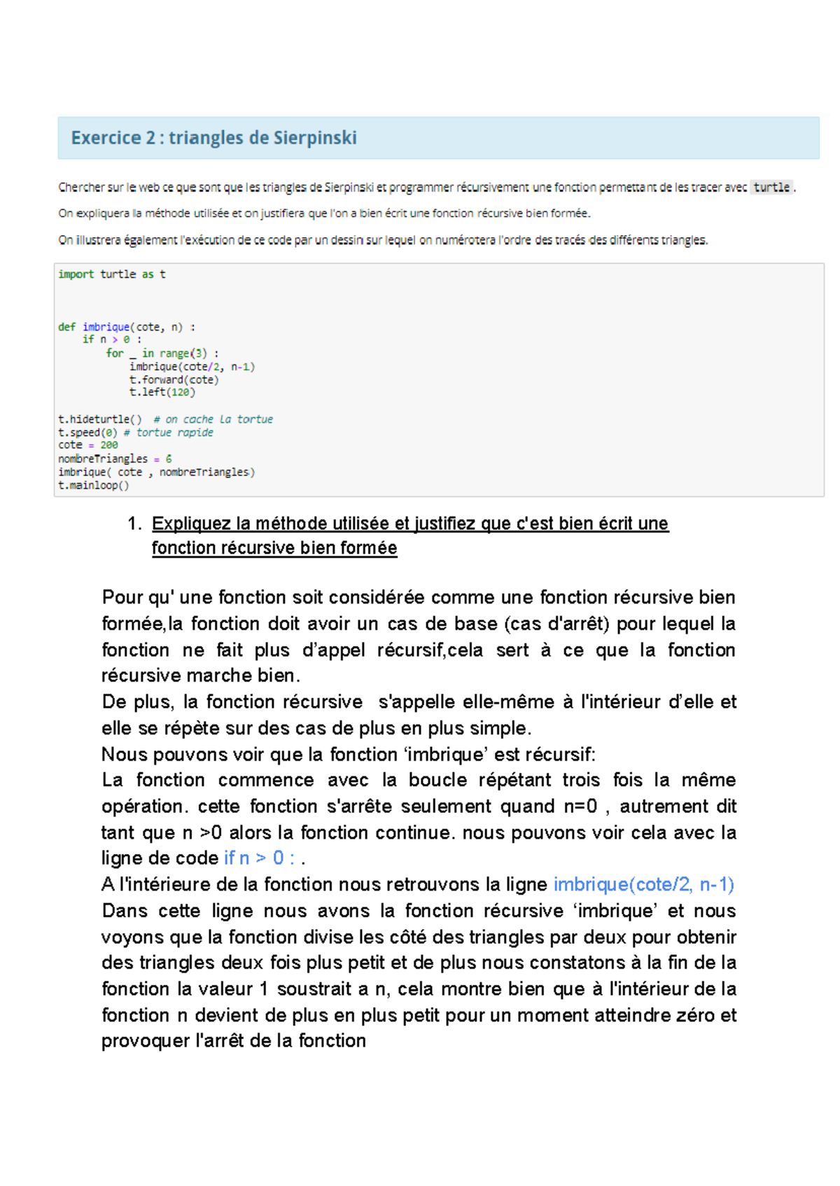 Quentin Plassier Triangle de Sierpinski - 1. Expliquez la méthode ...