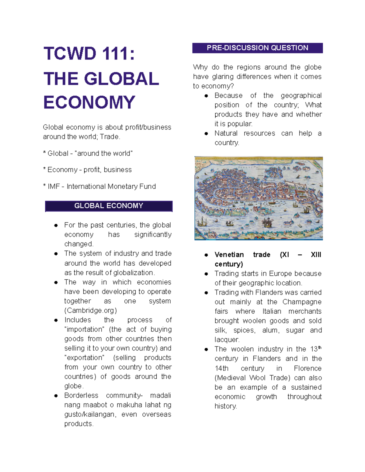 TCWD-111 -The-Global-Economy - TCWD 111: THE GLOBAL ECONOMY Global ...