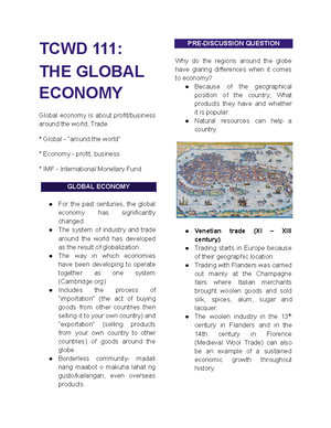 TCWD Week 1 Globalization Lecture - GLOBALIZATION DEFINED The term ...