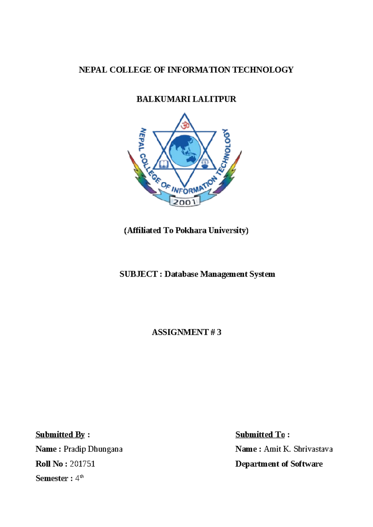 Solution - do well - NEPAL COLLEGE OF INFORMATION TECHNOLOGY BALKUMARI LALITPUR (Affiliated To ...