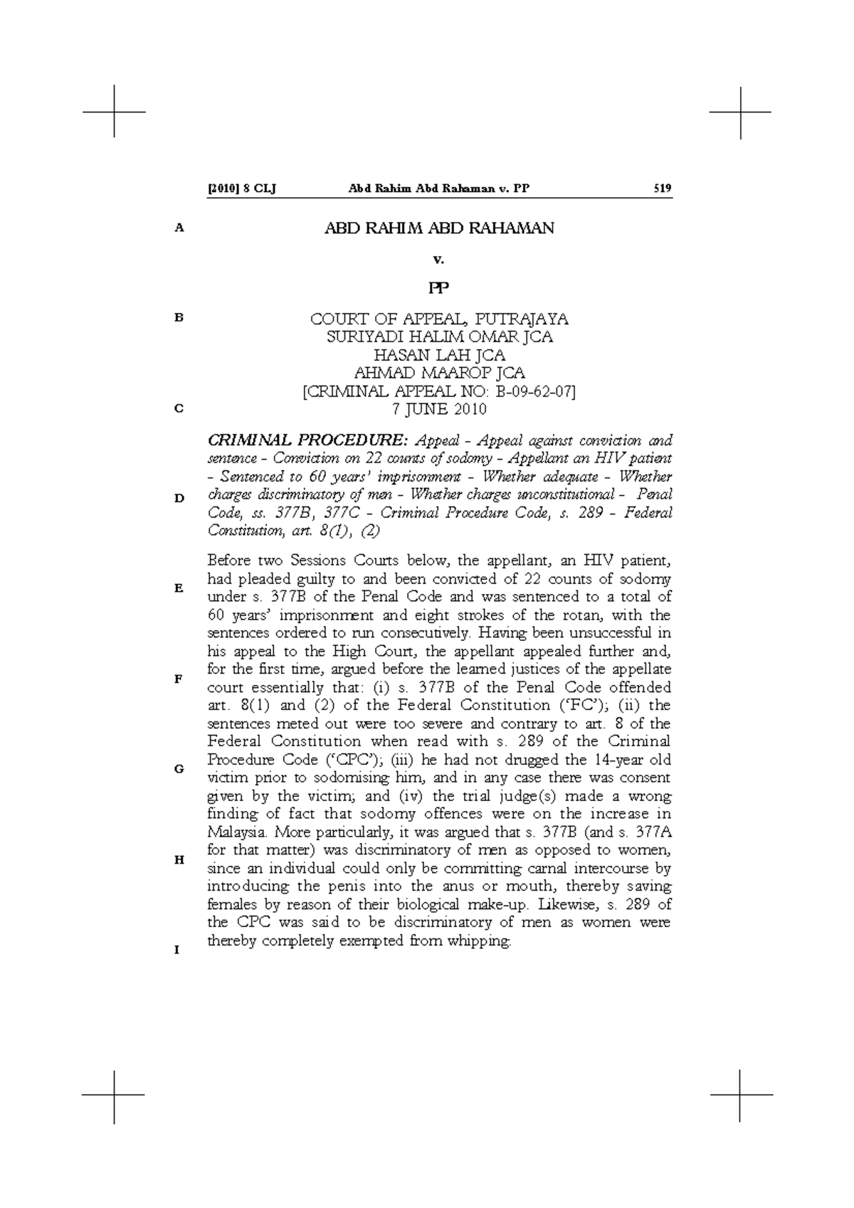 ABD Rahim ABD Rahaman V PP - [2010] 8 CLJ 519 A B C D E F G H I Abd ...