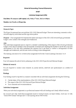 ALL WKS Tutorial Solutions AF307 - WK 1 Tutorial Solutions 2. It provides general public ...
