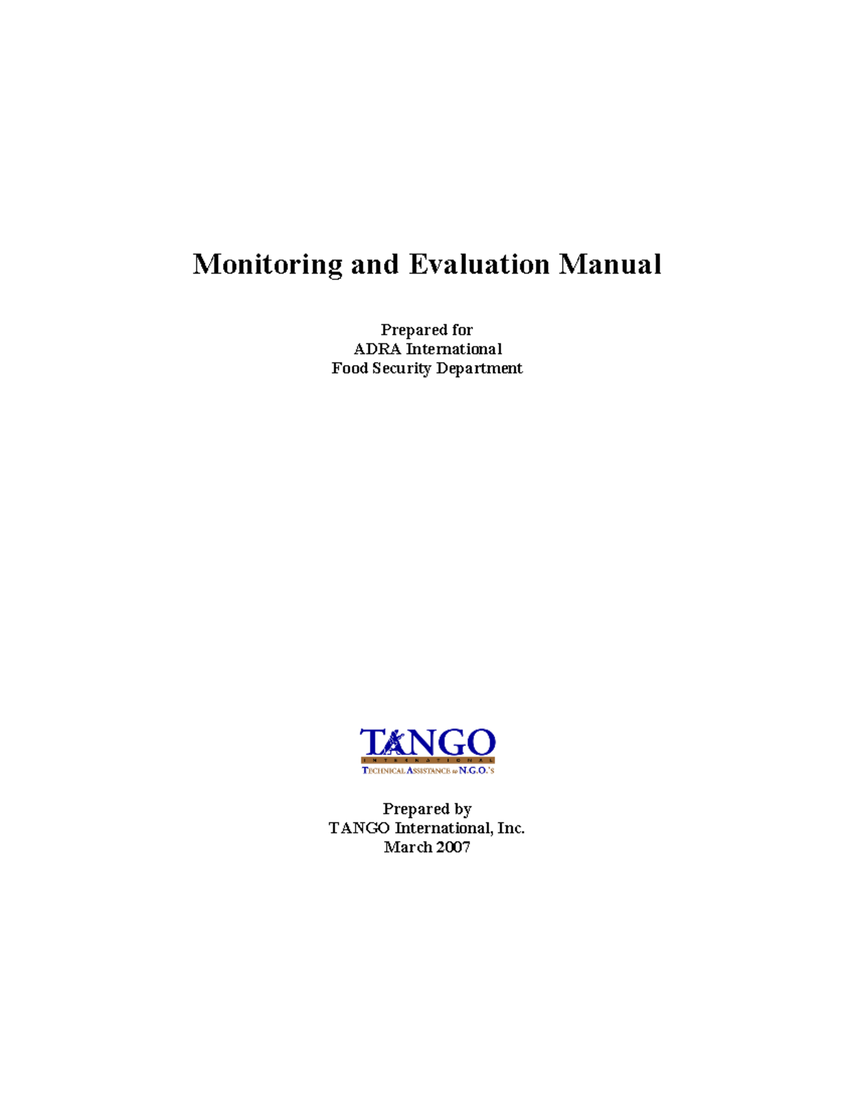 Adra me manual - xxxxx - Monitoring and Evaluation Manual Prepared for ...