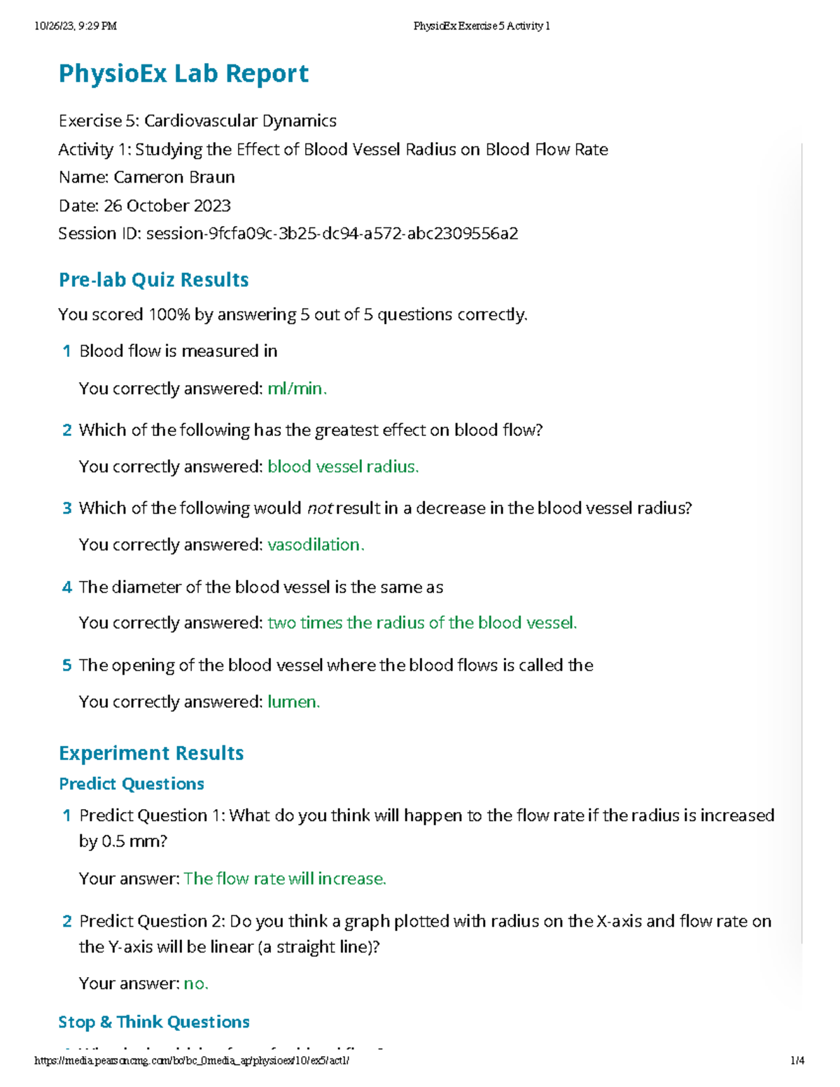 Physio Ex Exercise 5 Activity 1 - PhysioEx Lab Report Exercise 5 ...