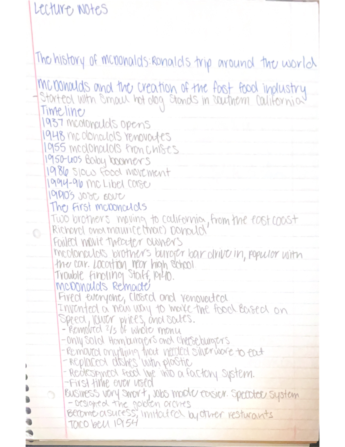 Mcdonald’s lecture notes - lec ut NOtes Tho history of nCooolds-konolds ...