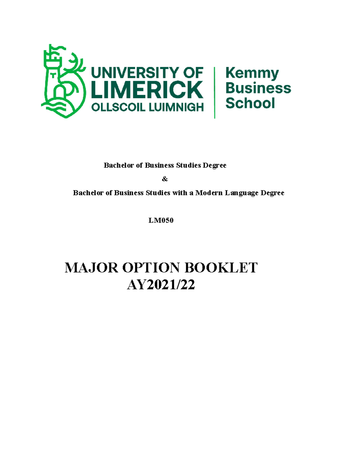 BBS+Major+Option+Booklet+2021 - Bachelor of Business Studies Degree ...