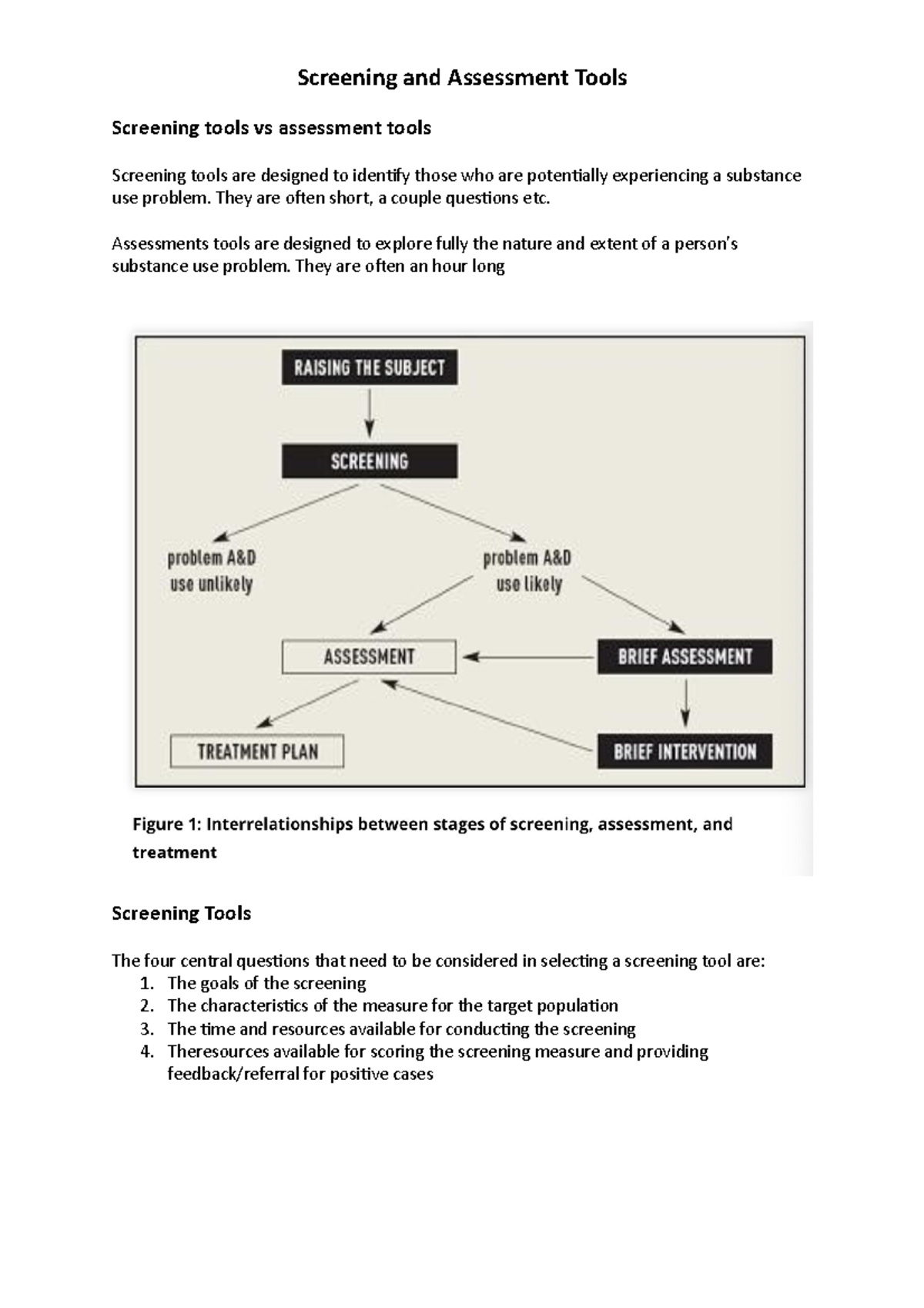 Week 4 - Screening and Assessment Tools - Screening and Assessment ...