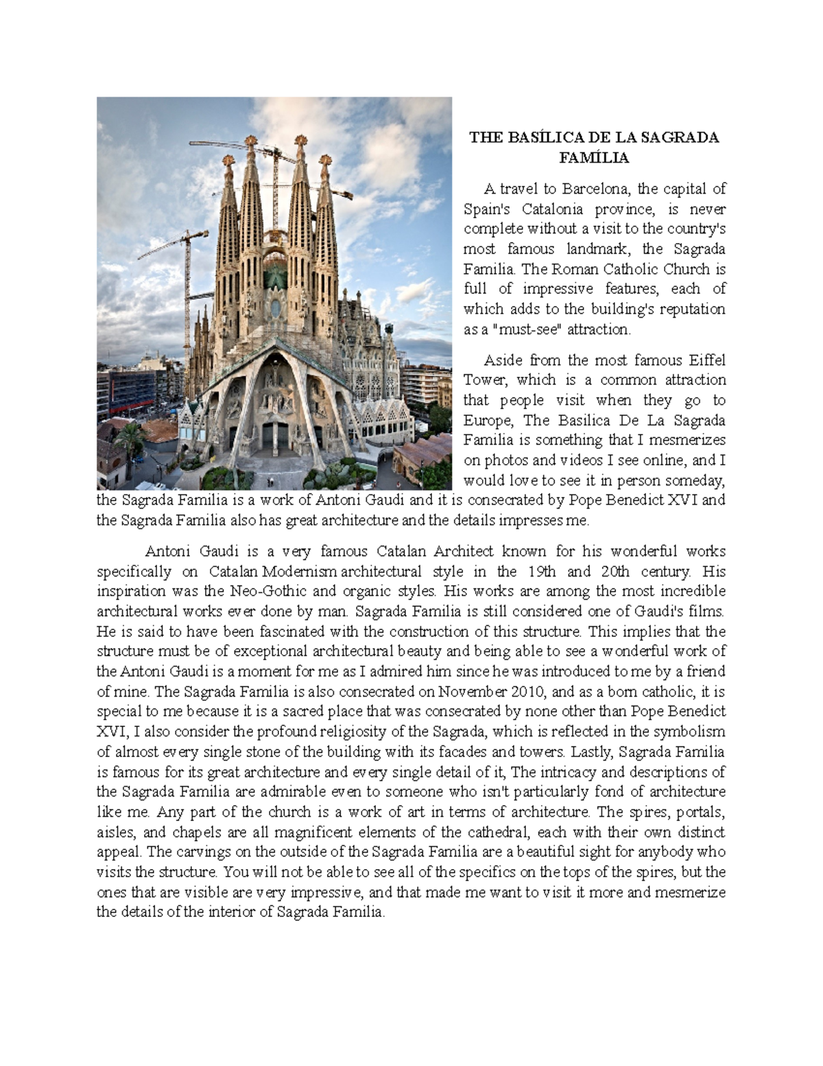 THE Basílica DE LA Sagrada Família - THE BASÍLICA DE LA SAGRADA FAMÍLIA ...