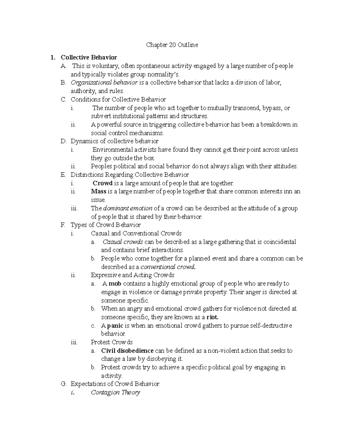 Chapter 20 Outline - Lecture notes 20 - Chapter 20 Outline 1 ...