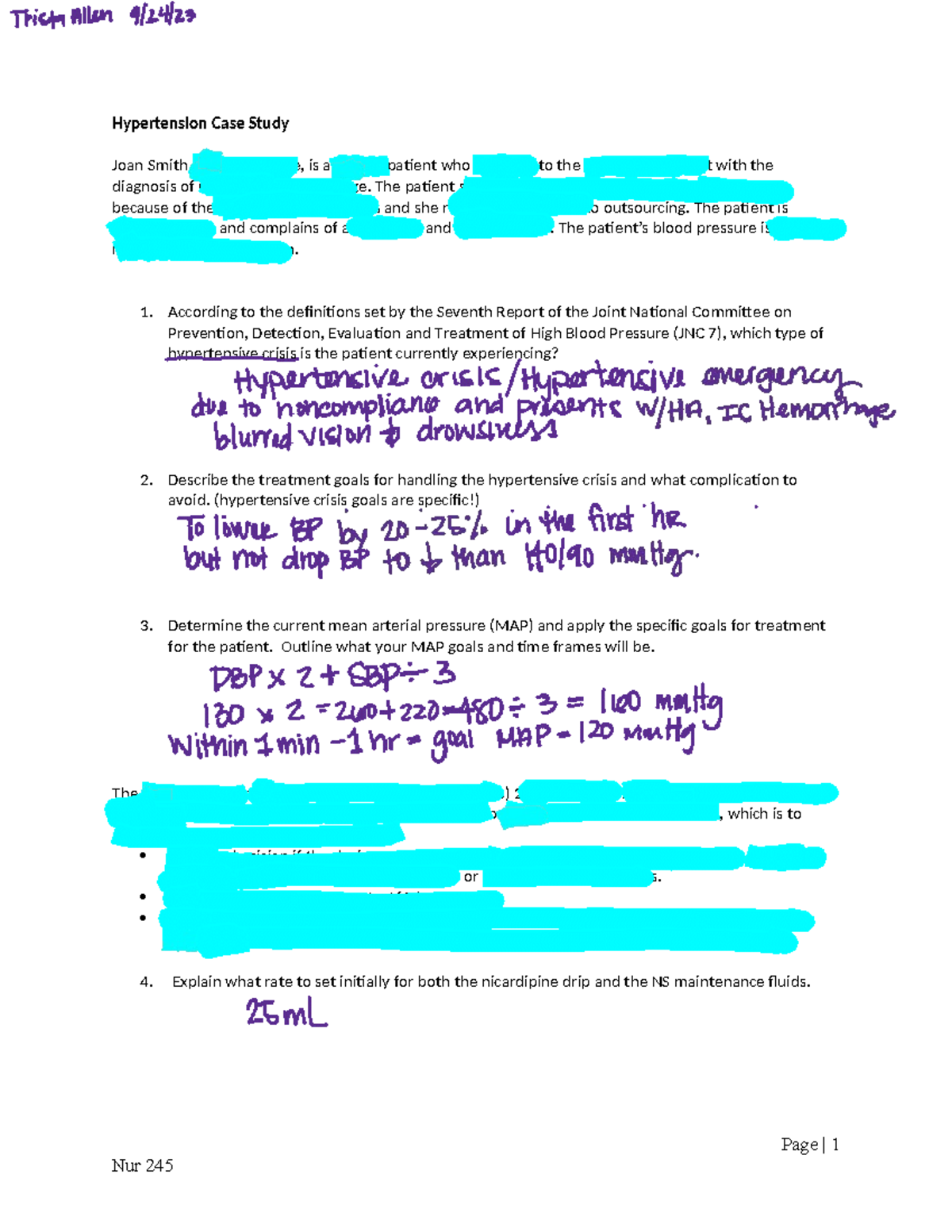 Hypertension Case Study 2 3 - Hypertension Case Study Joan Smith, 55 ...