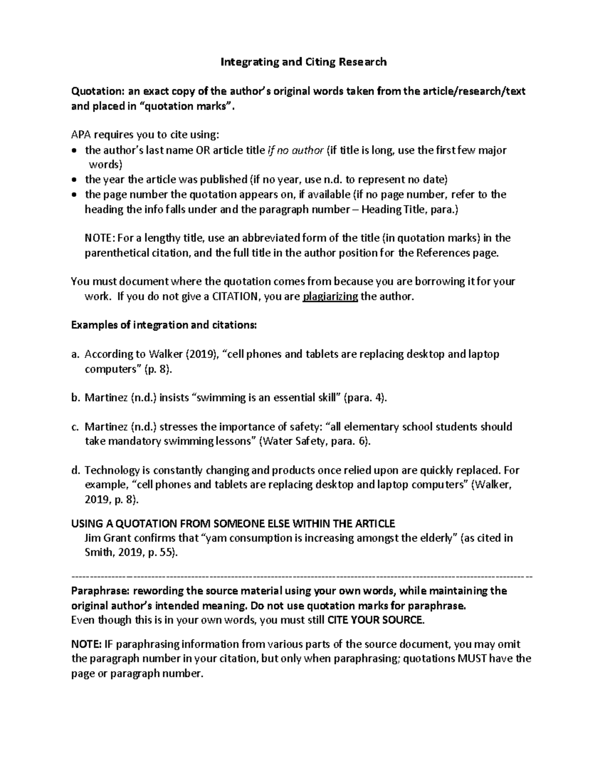 APA Paraphrase and Quotation Guide - Warning: TT: undefined function ...