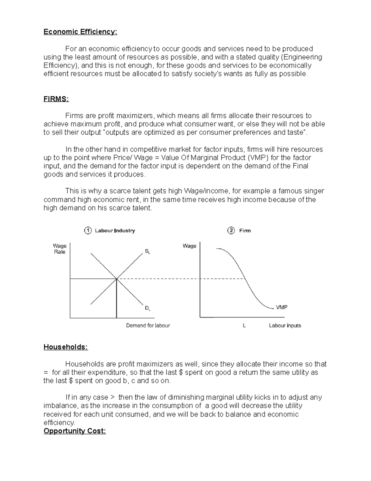 Econ Final EXAM Essay 1 - Economic Efficiency: For an economic ...