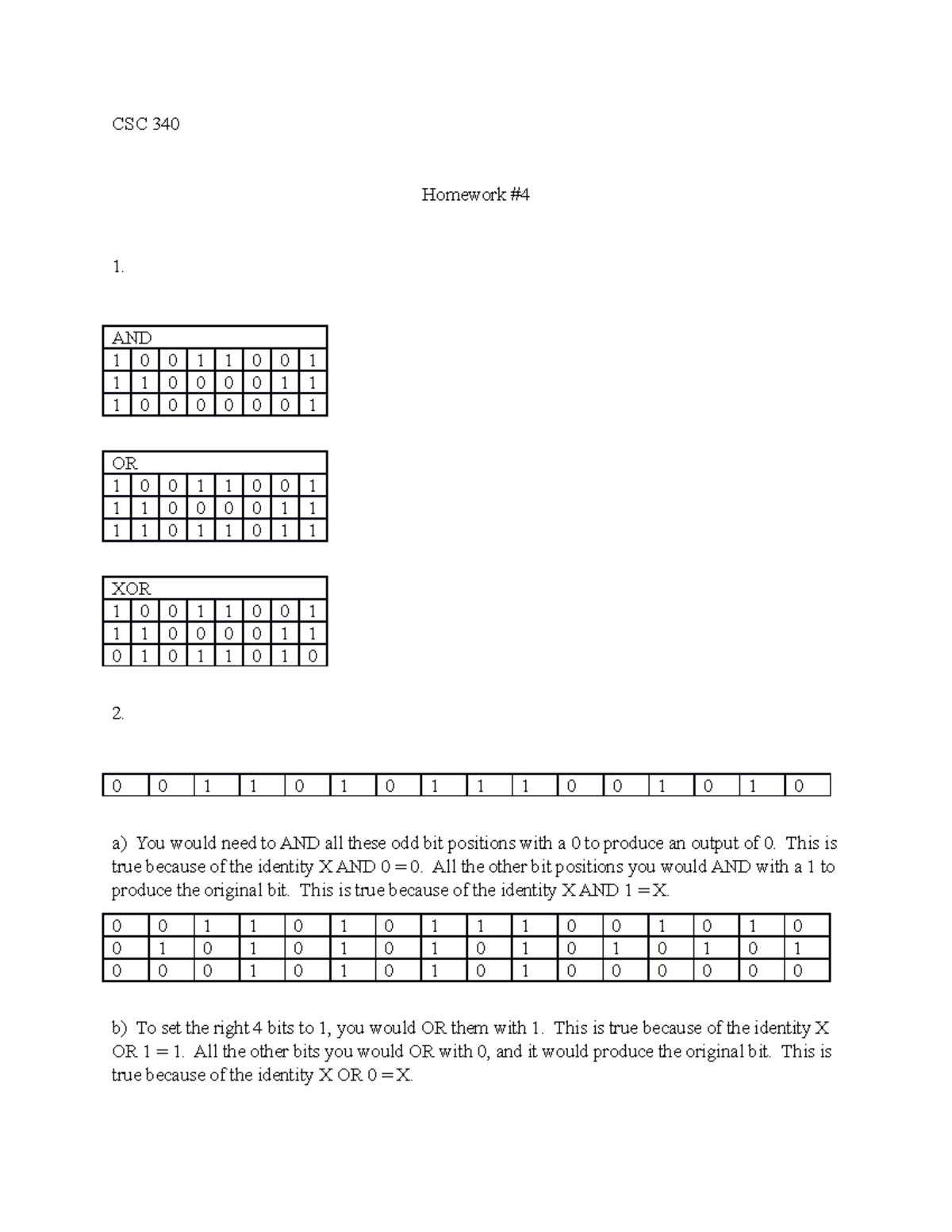 Homework 4 - Complete questions 1-4. No pictures were necessary. - CSC ...